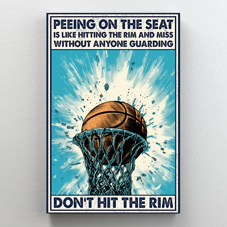 Trinx Carisse Basketball Peeing On The Seat On Canvas Graphic Art | Wayfair
